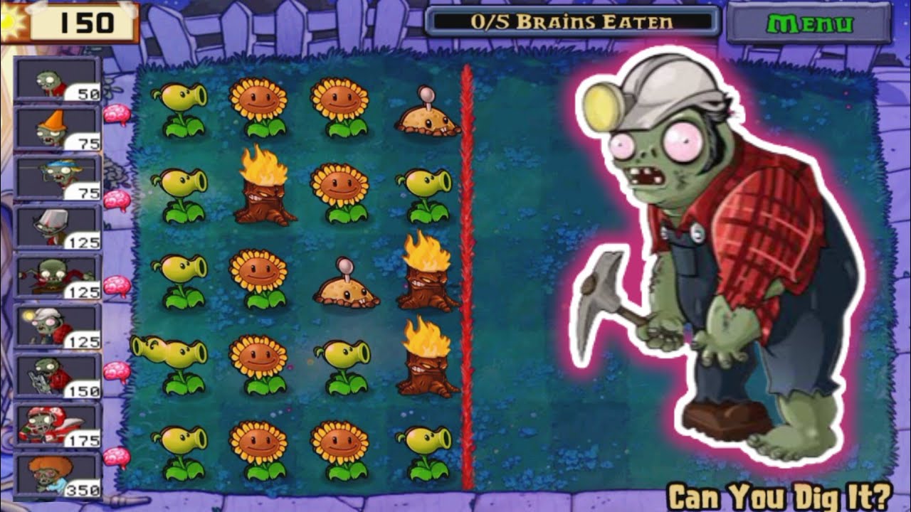Plants vs Zombies Strategies || Puzzle : Can You Dig It? Gameplay HD ...