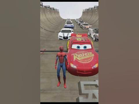 GTA 5 Epic Ragdolls Lightning McQueen Vertical Mega Ramp Challenge ...