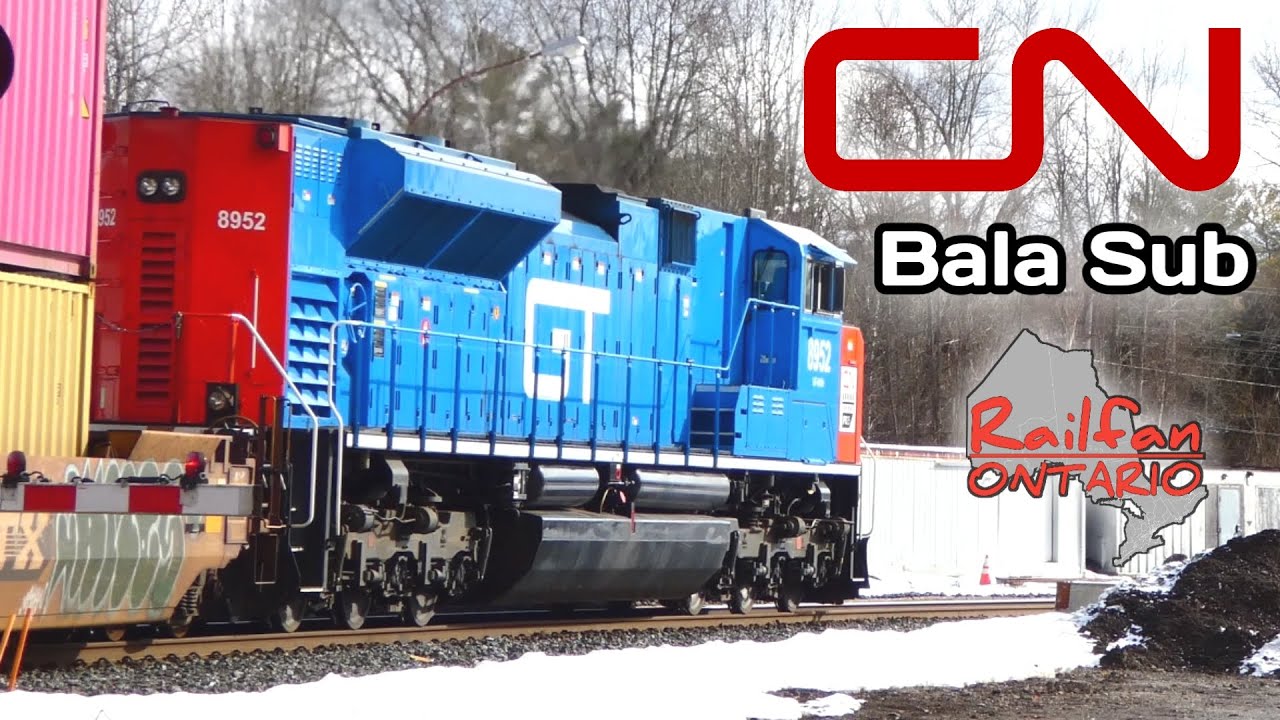 Railfanning the Canadian National Bala Sub. BCOL and HERITAGE units as ...