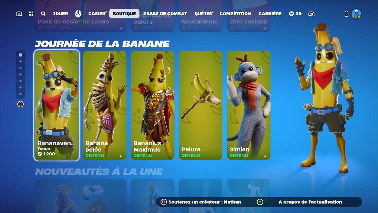 Journée de la banane 🍌 ! - Boutique Fortnite du 17 Avril 2024 - YouTube