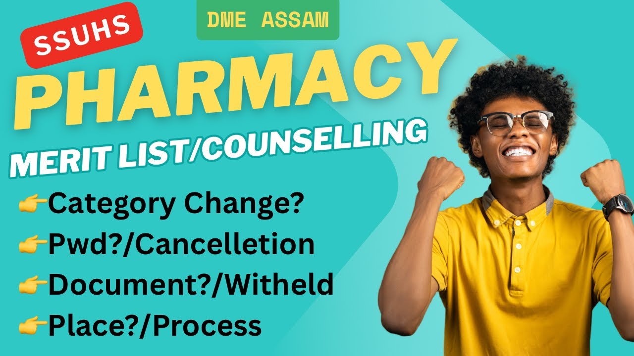 SSSUHS Pharmacy Merit List And Counselling Date 2025 DME Assam B Pharm/D Pharm #ssuhs #pharmacy ...