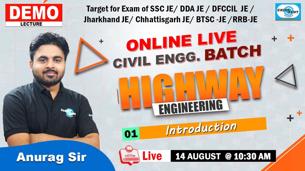 #01 II Introduction II Highway Engineering II Civil Engineering II Live ...