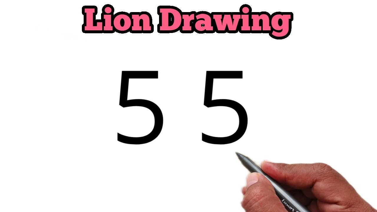 Lion Drawing From Number 55 | Number Drawing - YouTube
