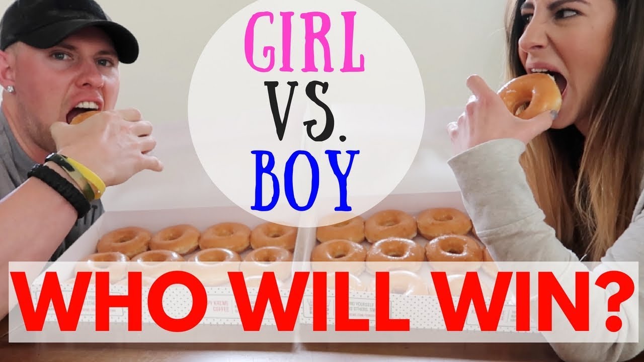 GIRL CHALLENGES BOY TO DONUT EATING RACE - YouTube