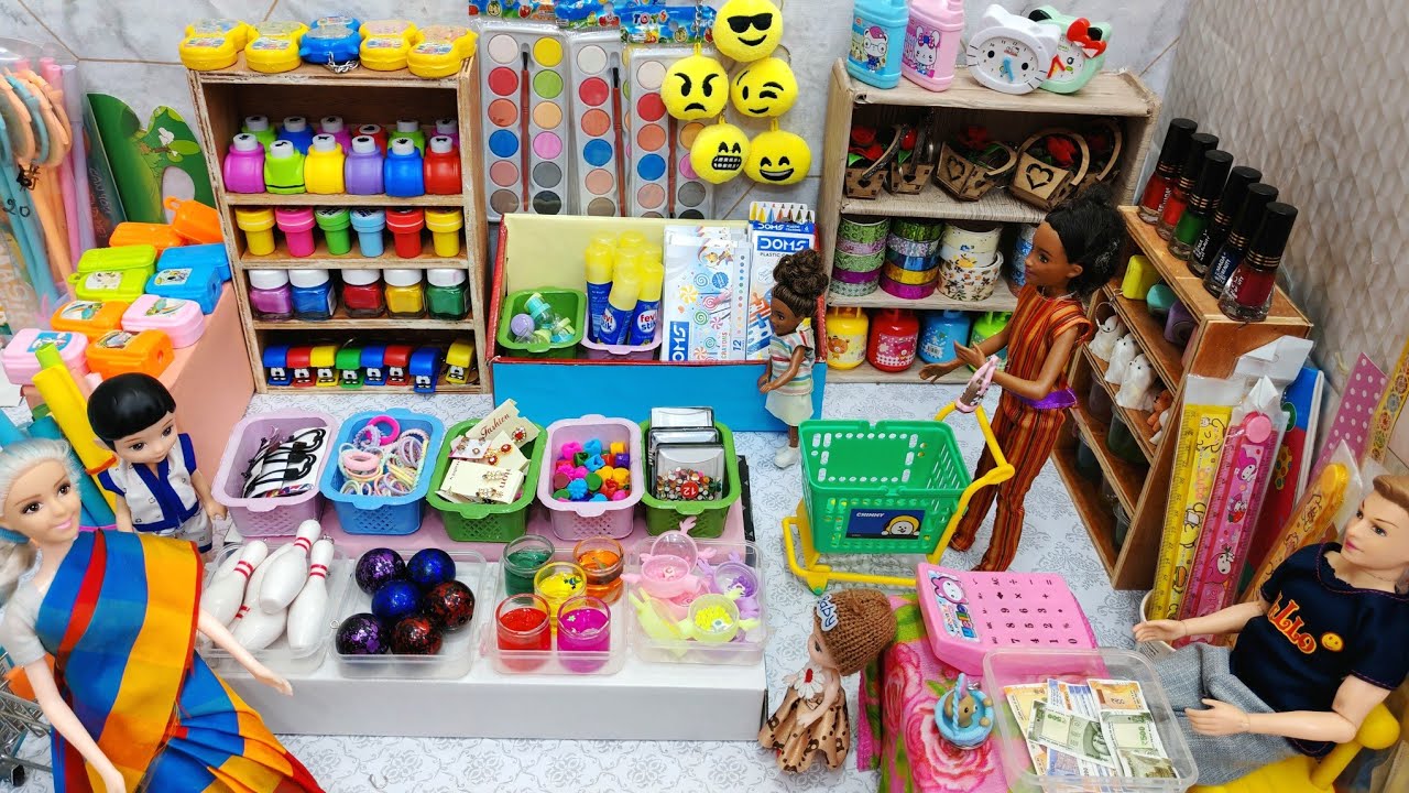 Barbie girl Miniature shopping/Barbie girl going to 10 rupee miniature ...
