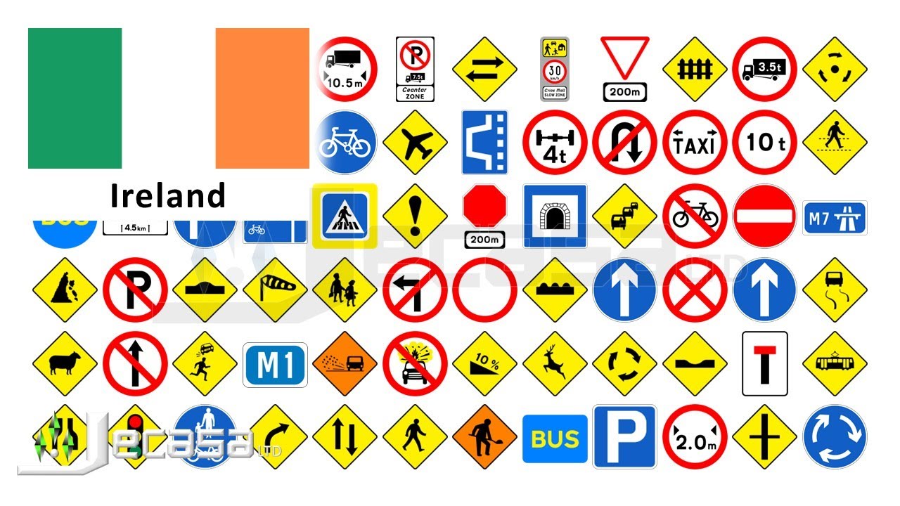 Traffic-Road Signs in Ireland (Dublin, Belfast, Cork, Limerick, Galway ...