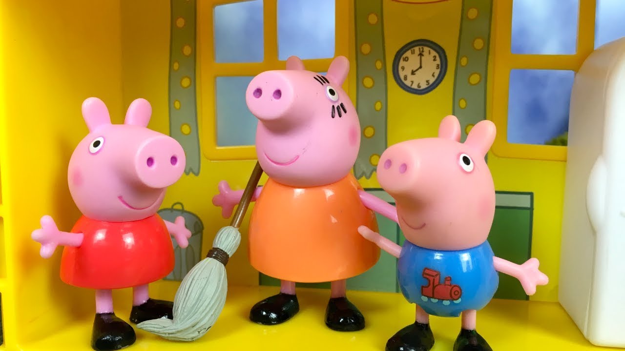 MUMMY PIG TRIES TO KEEP THE HOUSE CLEAN - FUNNY STORY WITH PEPPA GEORGE ...