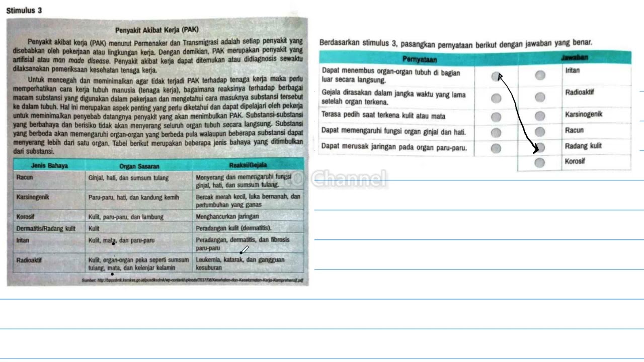 Berdasarkan stimulus 3, pasangkan pernyataan dengan jawaban yang benar ...
