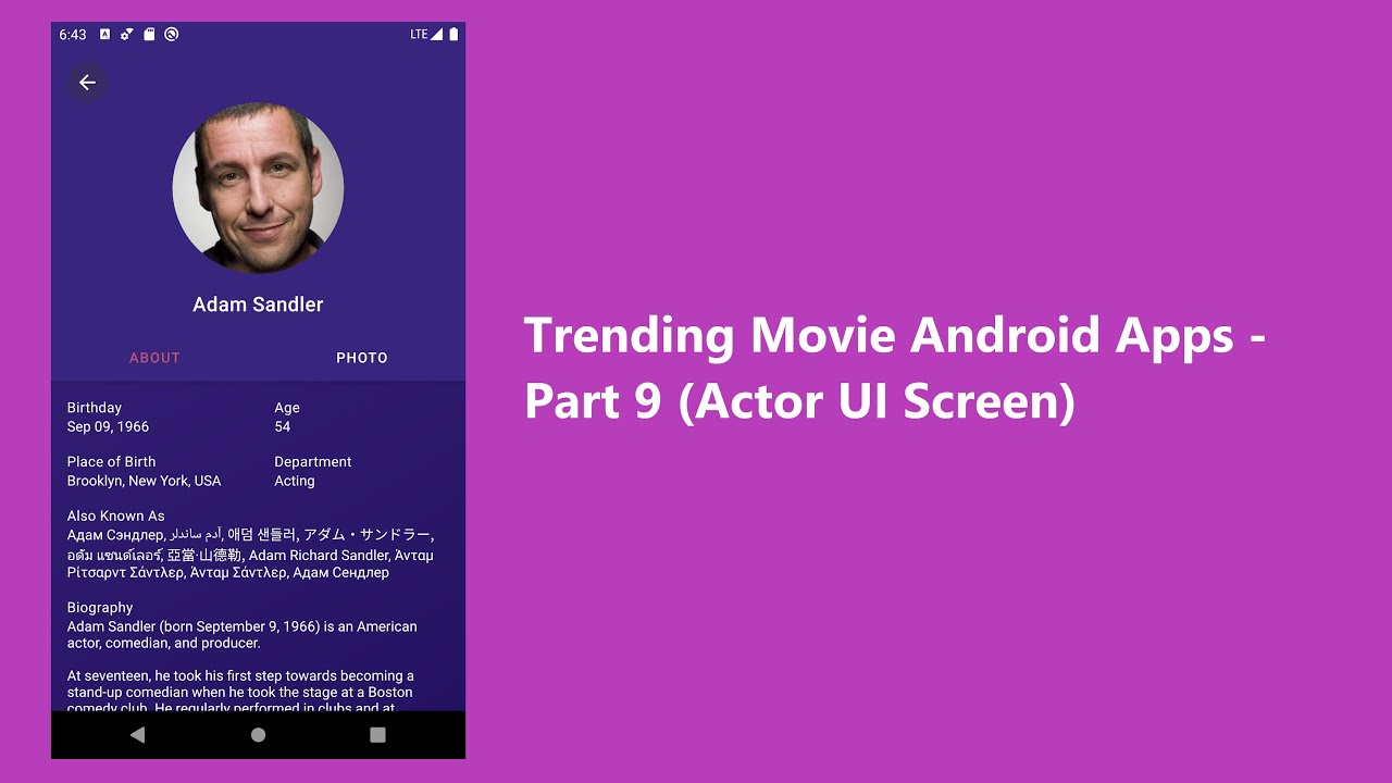 Trending Movie Android Apps - Part 9 (Actor UI Screen) - YouTube