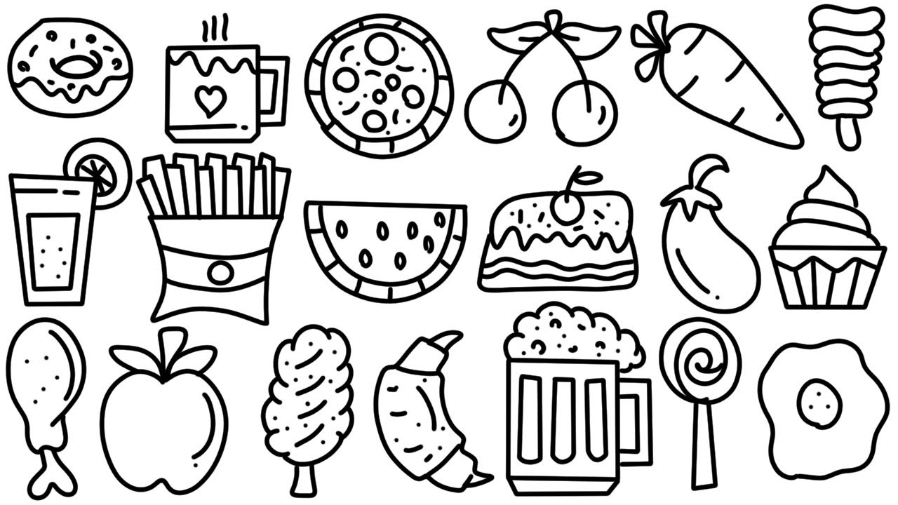 How to draw junk food | candy,cake,lollipop,ice cream,donuts |Easy junk ...