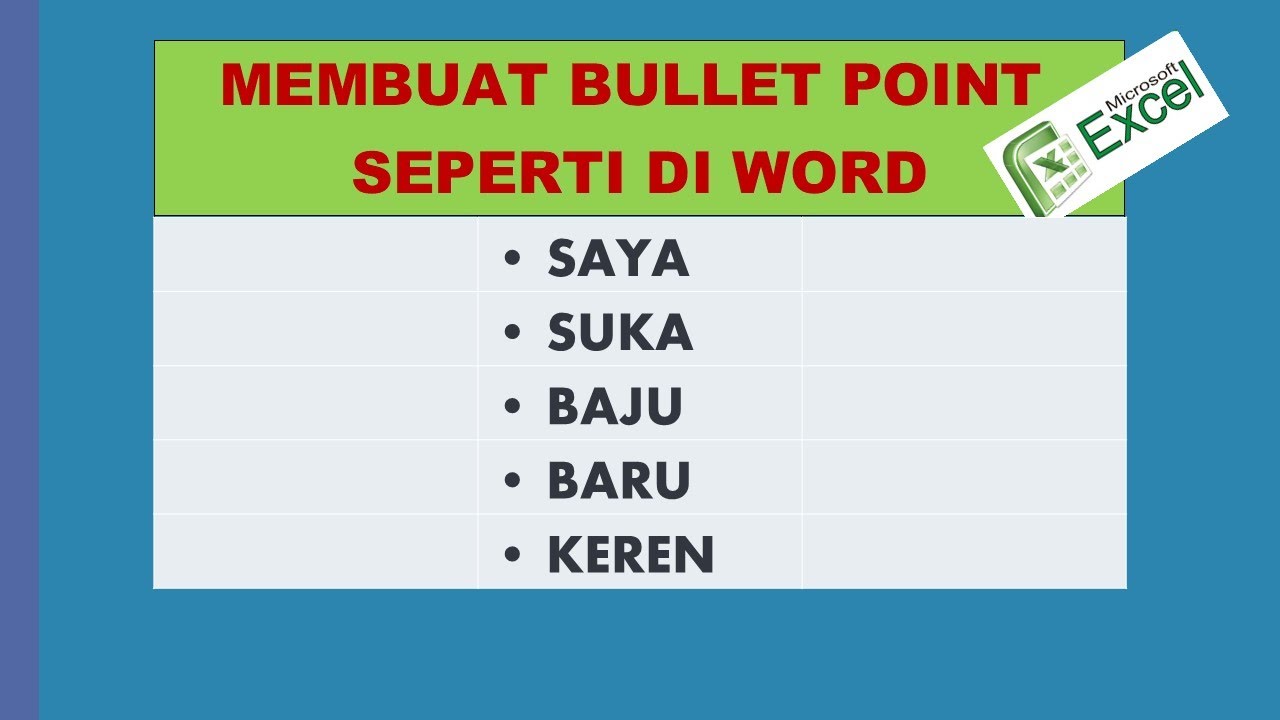 MEMBUAT BULLET POINT SEPERTI DI WORD - YouTube