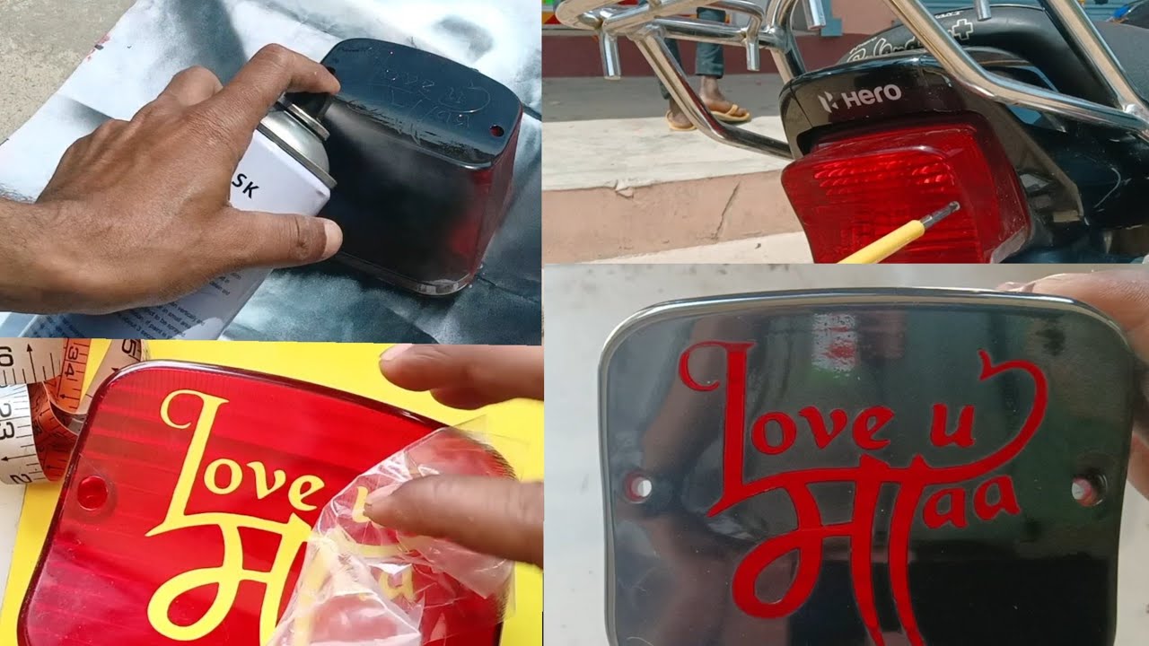 splendor plus xtec bike back headlight love you maa logo stickering ...