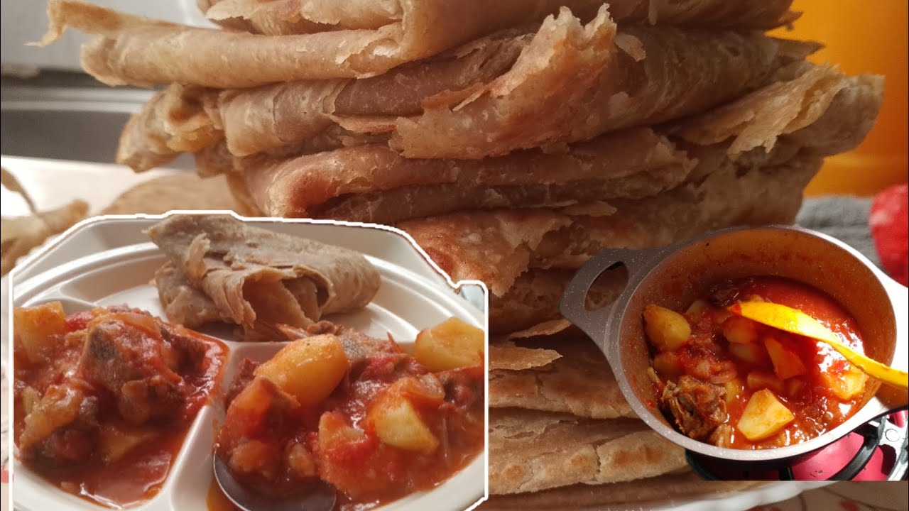Cook with me softlayered brown chapati With Potato beefstew ...