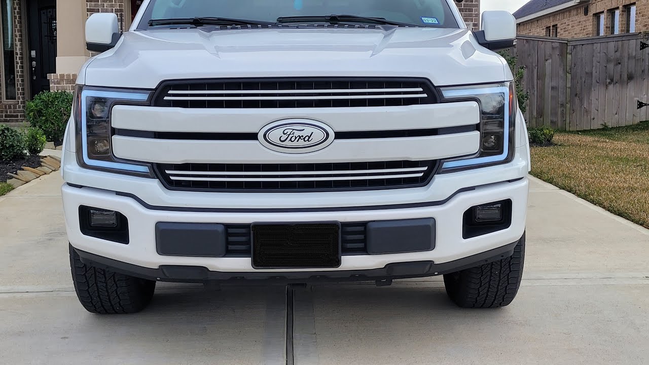 2019 Ford F150 Lariat Custom Painted Oxford White Front Emblem Install ...