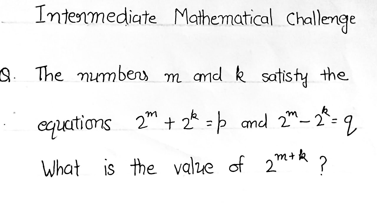 UKMT Math Question | Intermediate Mathematical Challenge | exponent problem - YouTube