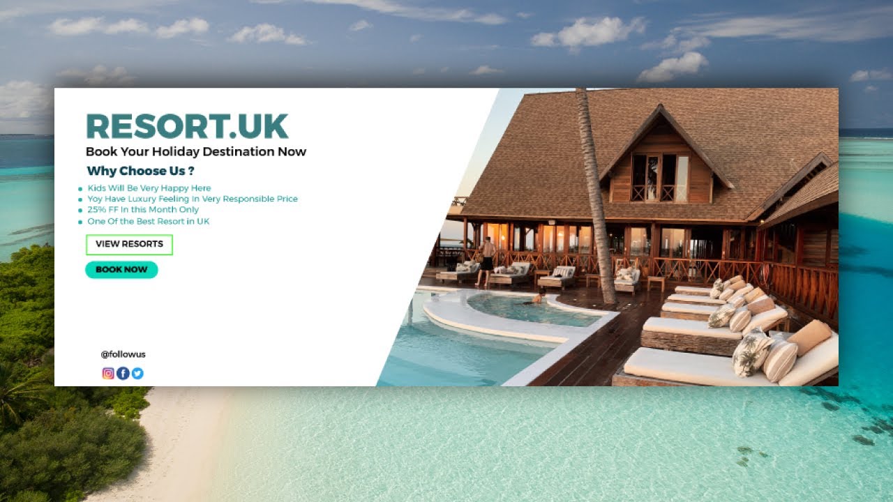 How To Make Resort Web Banner For Beginner 2023 - YouTube