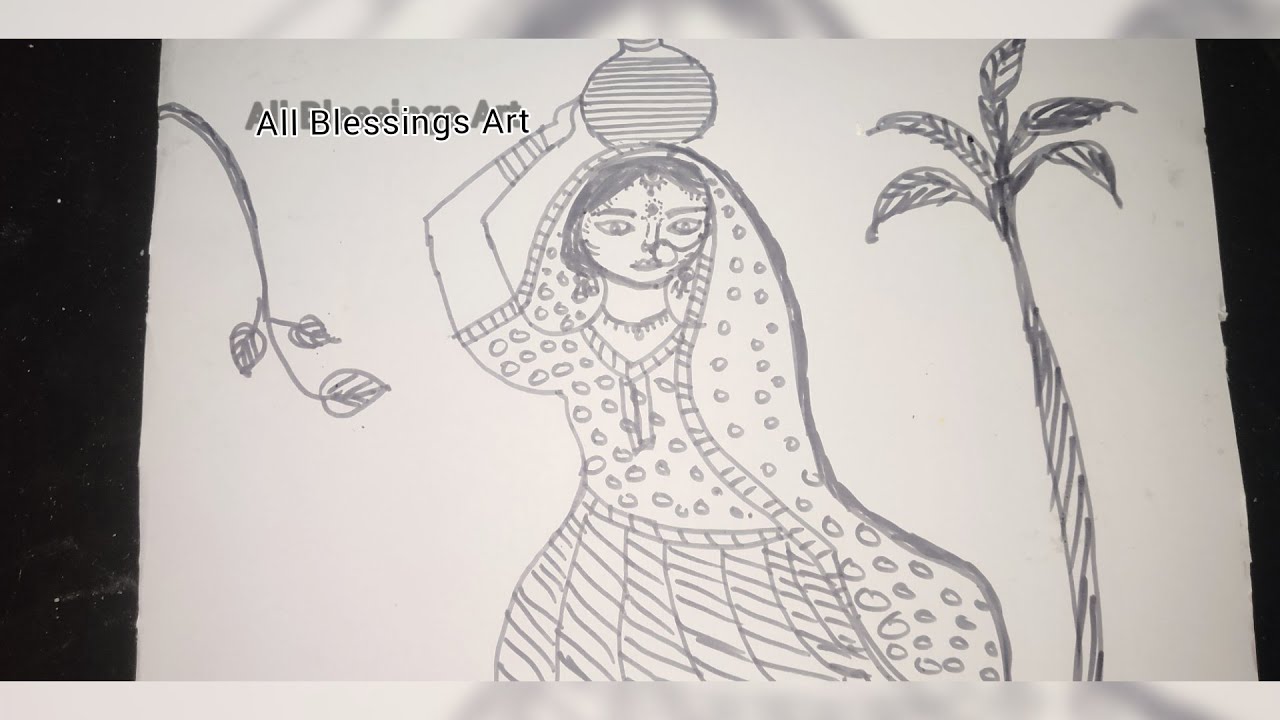 easy traditional art drawing - YouTube
