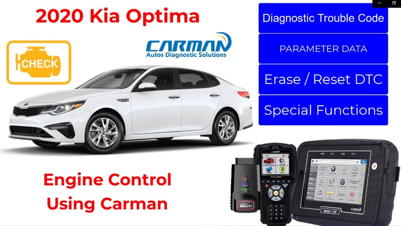 Check Engine System - Kia Optima 2020 , using CARMAN Scanners - YouTube