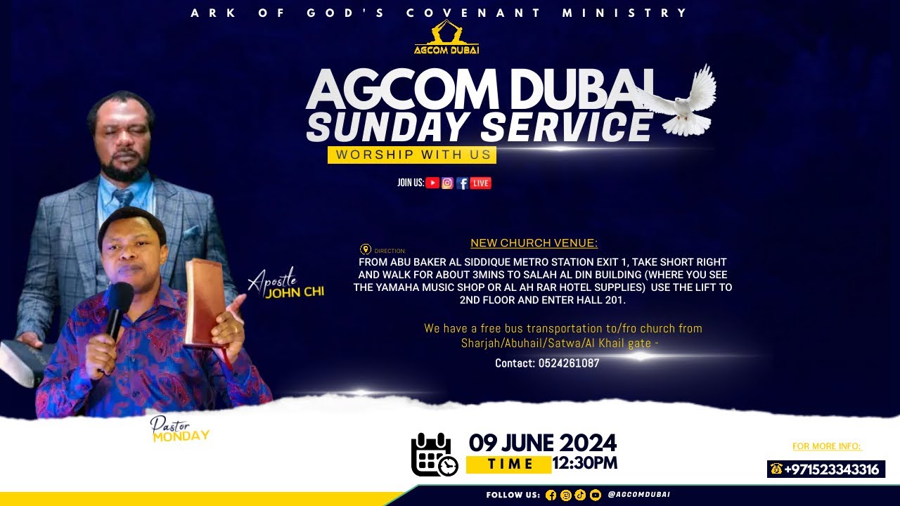 THE AGCOM DUBAI SUNDAY SERVICE LIVE REBROADCAST WITH | PST.MONDAY (12 ...