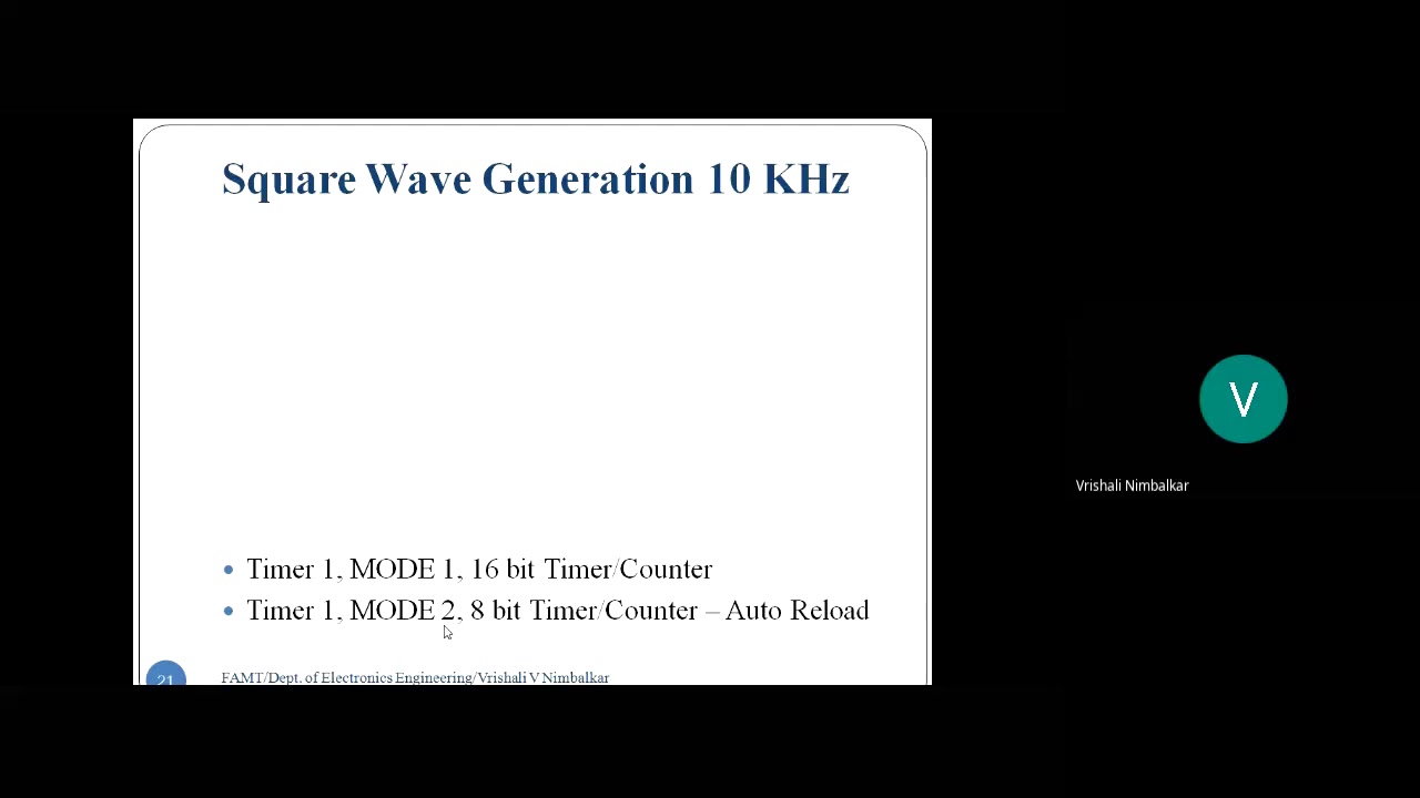 Lecture 40 8051 Timer Counter Square Wave Generator MODE 1 - YouTube