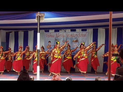Sangini/Typical nepali dance performance by lady teacher of vishwa ...