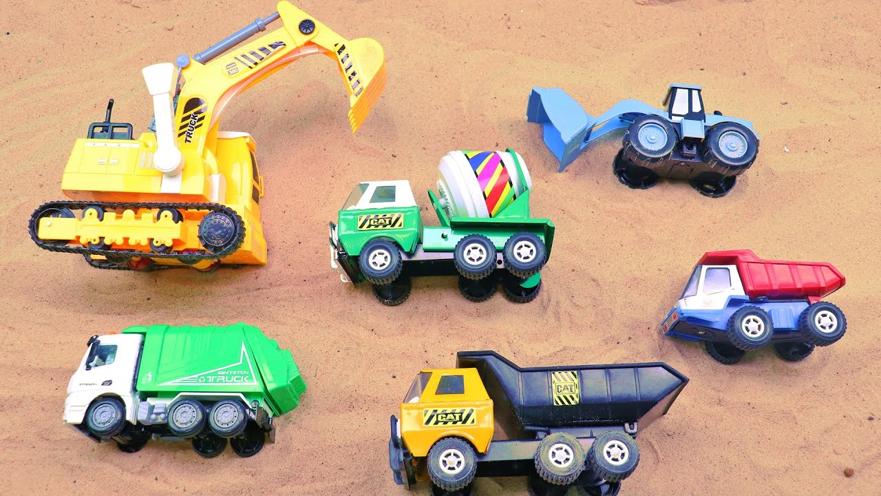 Construction Vehicles Under the Mud. Excavator Dump Truck Tractor Fire ...