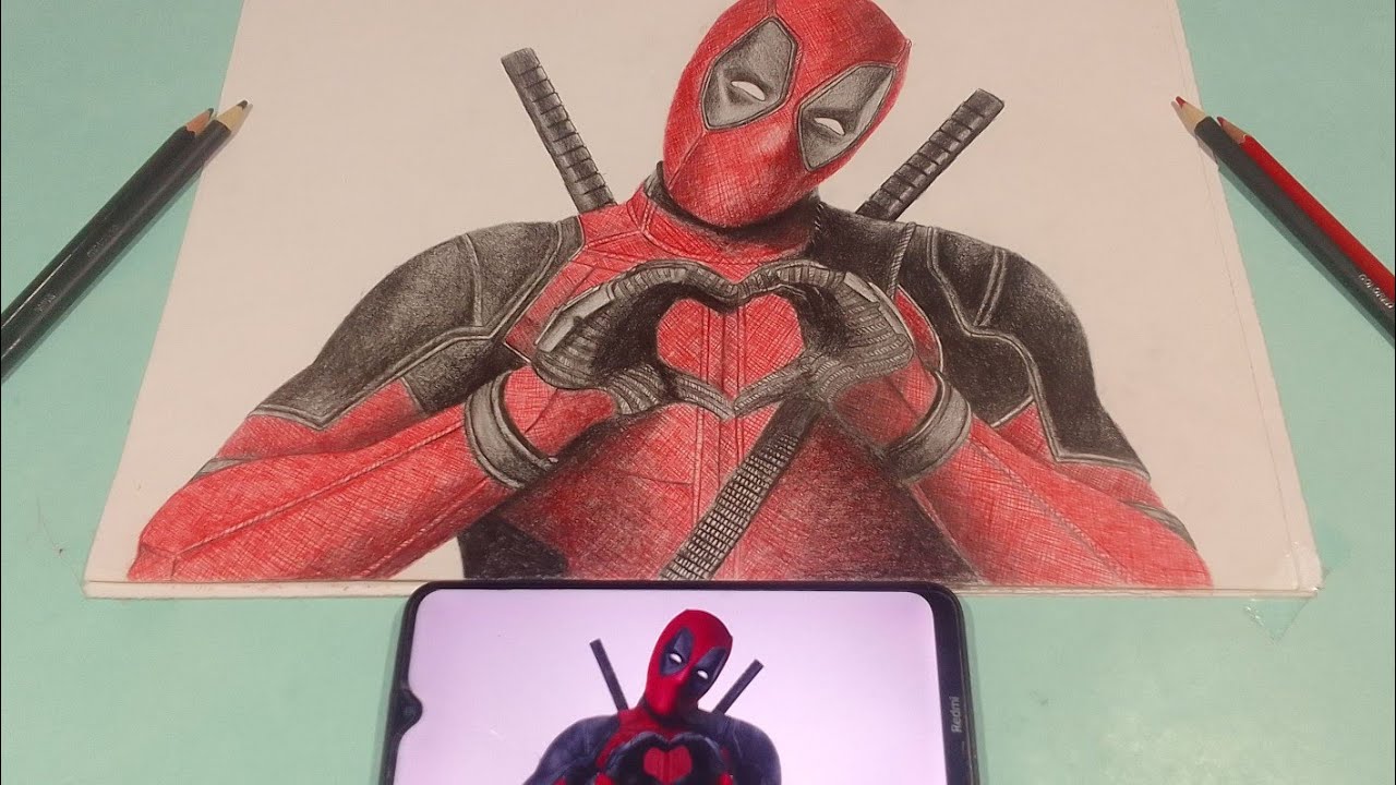 Drawing Deadpool | Colour pencil Drawing | - YouTube