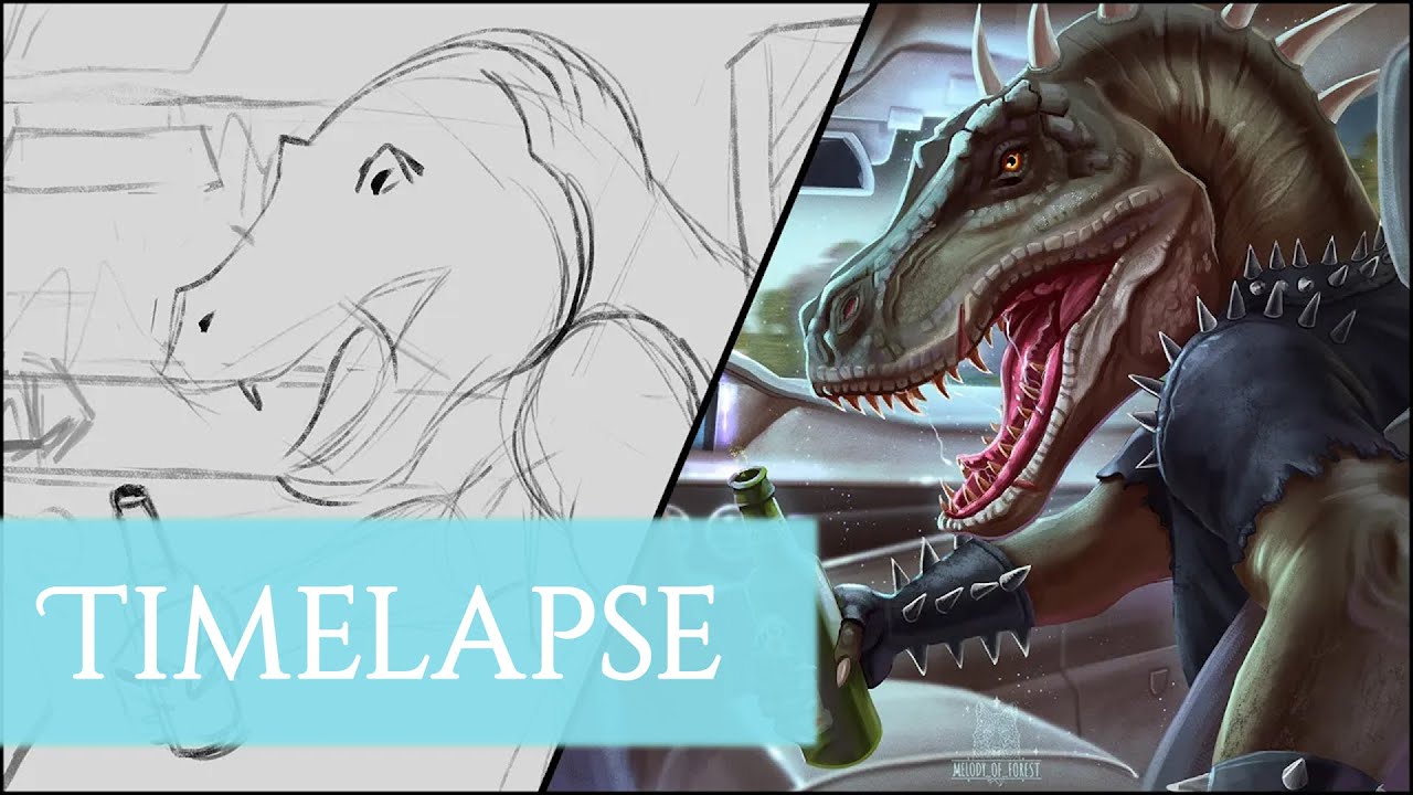 T-Rex drawing | timelapse - YouTube