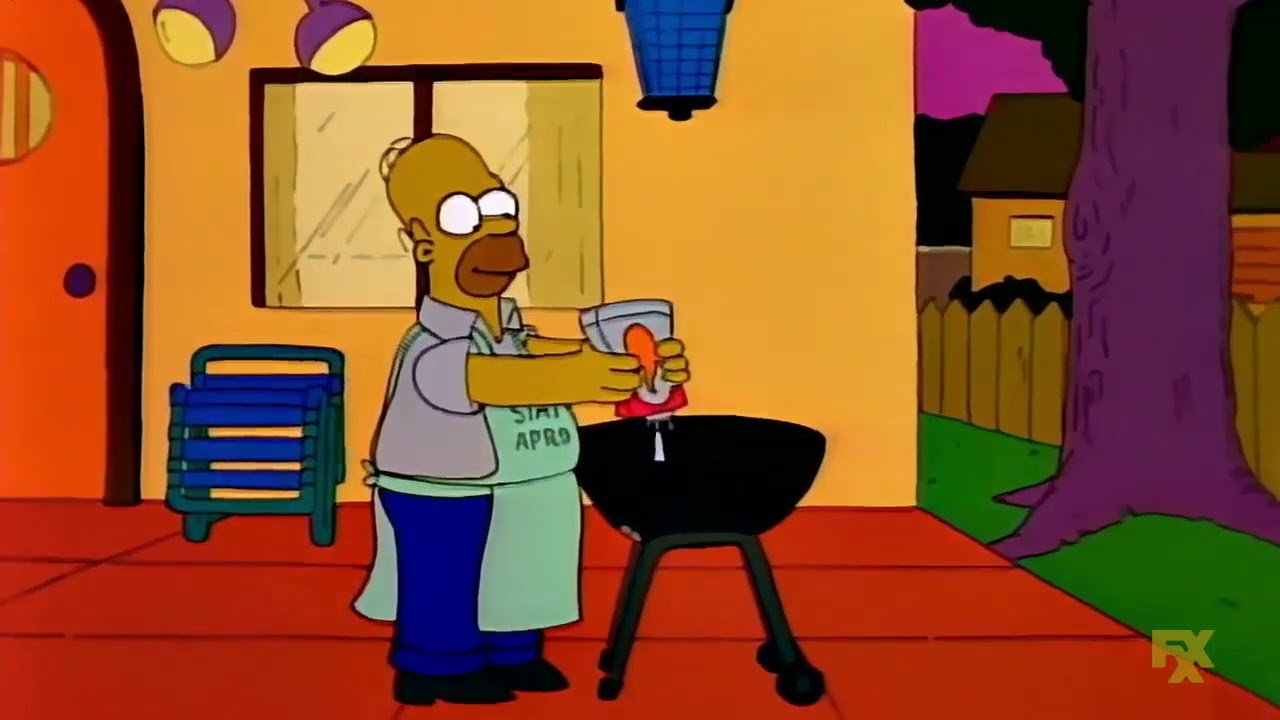 Simpsons homero como no hacer carne asada - YouTube