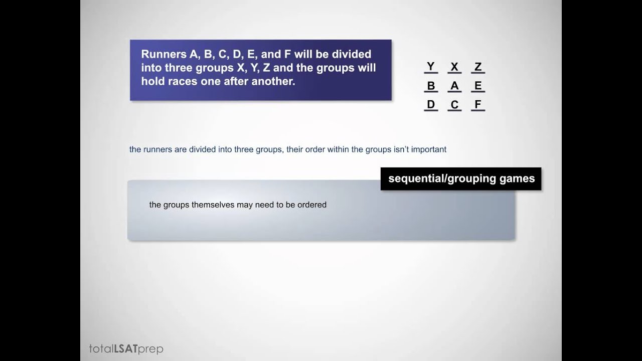 LSAT Games 5 - grouping/sequential - YouTube