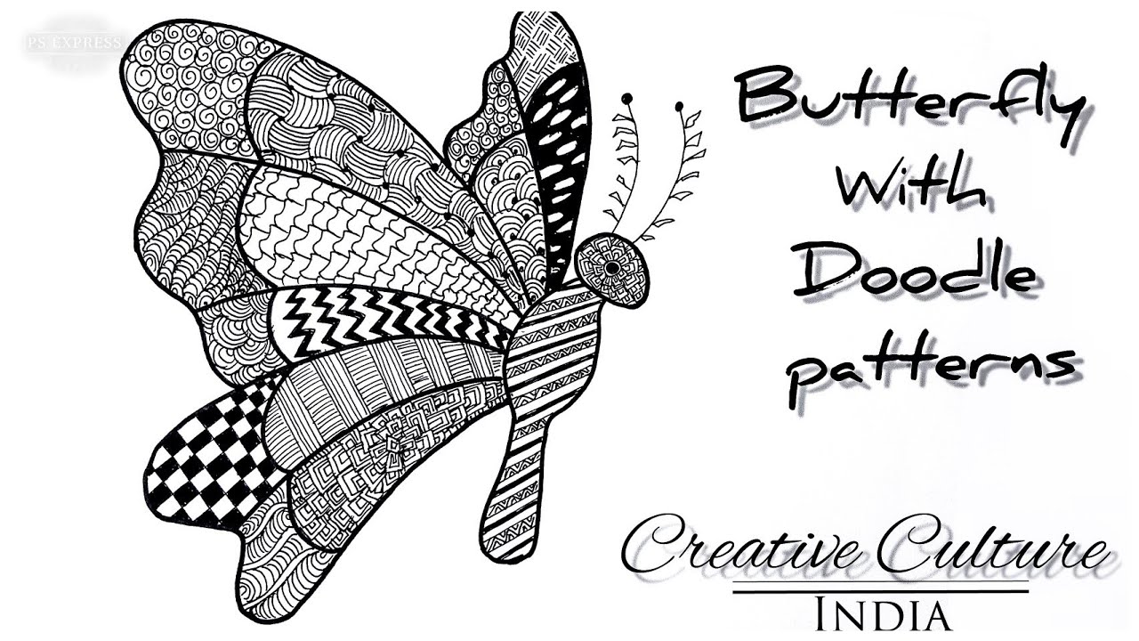 Butterfly with doodle effect/doodle art step by step/doodle art for ...