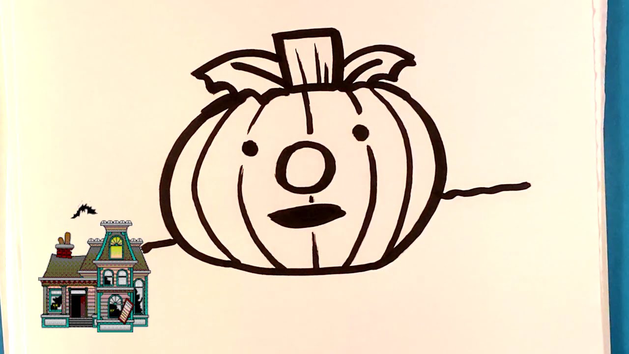 How to Draw Halloween Pumpkin Cute - Spooky Drawing Lesson - YouTube