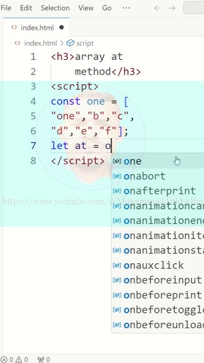 JavaScript Tutorial for Beginners / JavaScript learn / array at method tag - YouTube