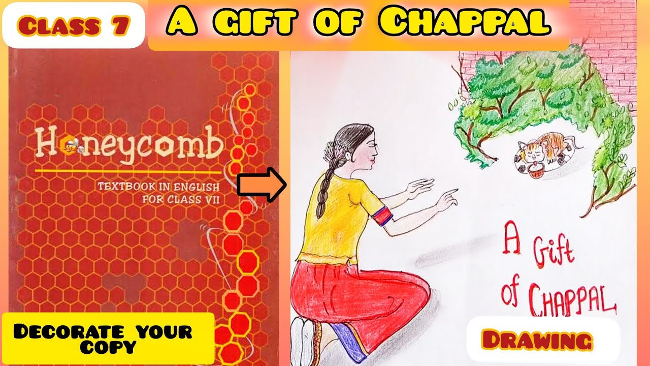 A gift of chappal drawing | Honeycomb class 7 drawing | cat drawing ...