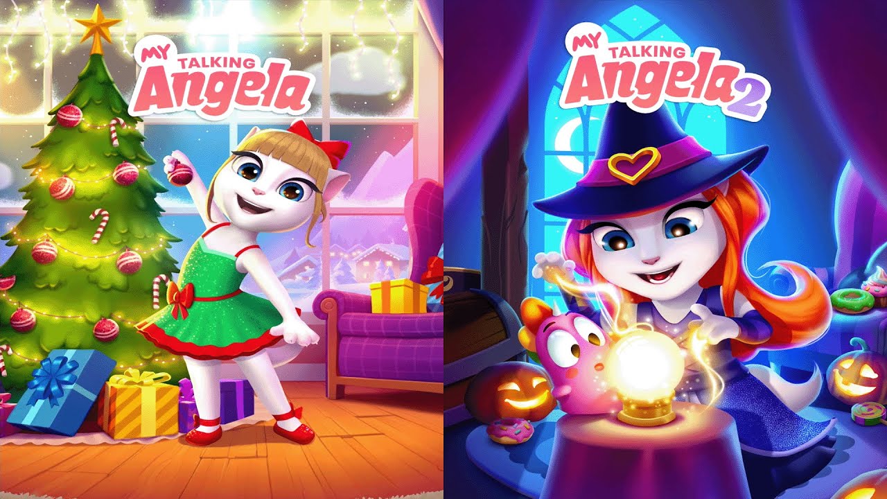 My Talking Angela Chrismis Update vs My Talking Angela2 |Episode 3718 ...