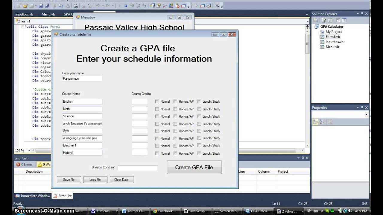 PVHS GPA Calculator (Visual Basic) - YouTube