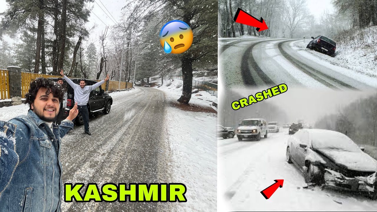 Heavy snow fall in kashmir pahalgam 😍|| cars sliding in Black ice 😥 || Affu kohli - YouTube