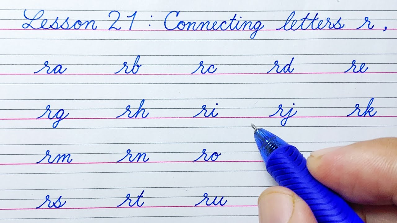 Cursive writing for beginners Lesson 21 | Connecting letters r, a to z ...