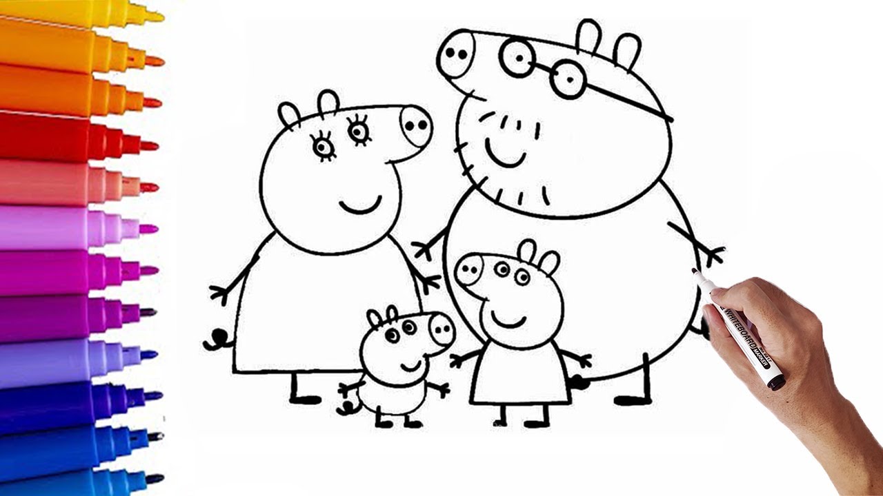 How To Draw Peppa Pig Family Step By Step - YouTube