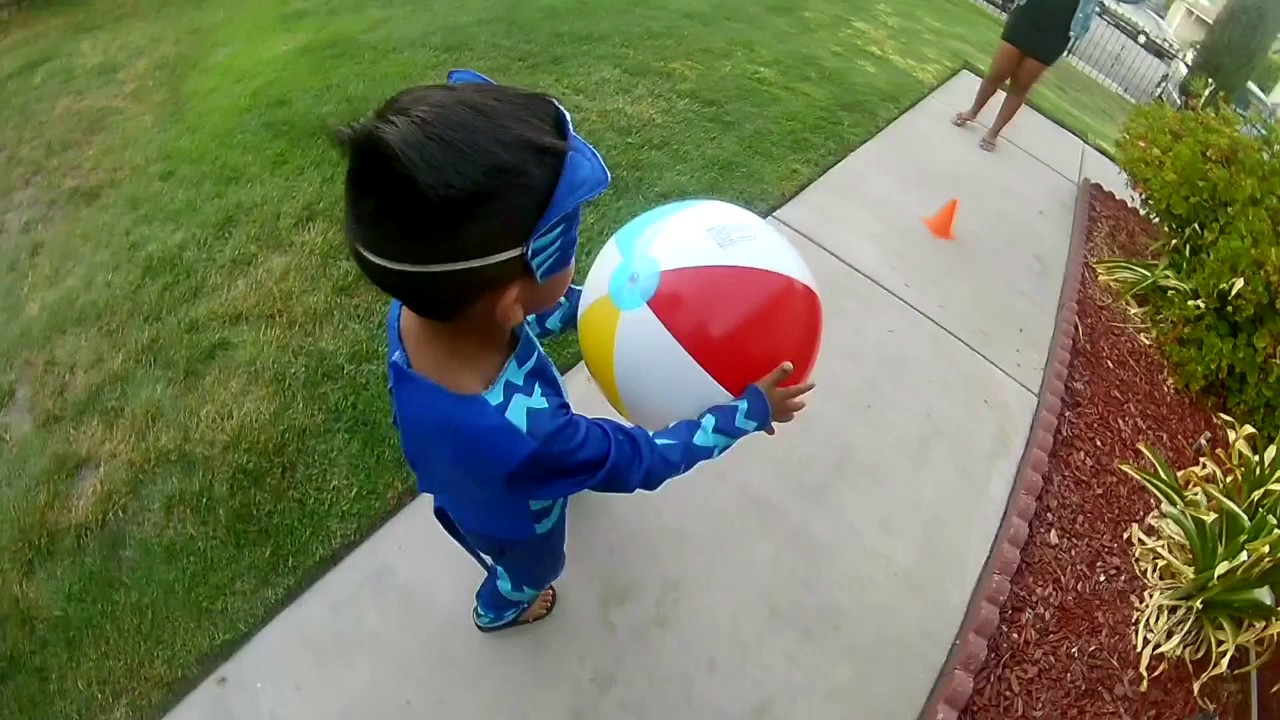 Cat Boy From Pj Mask Playing With A Beach Ball - YouTube