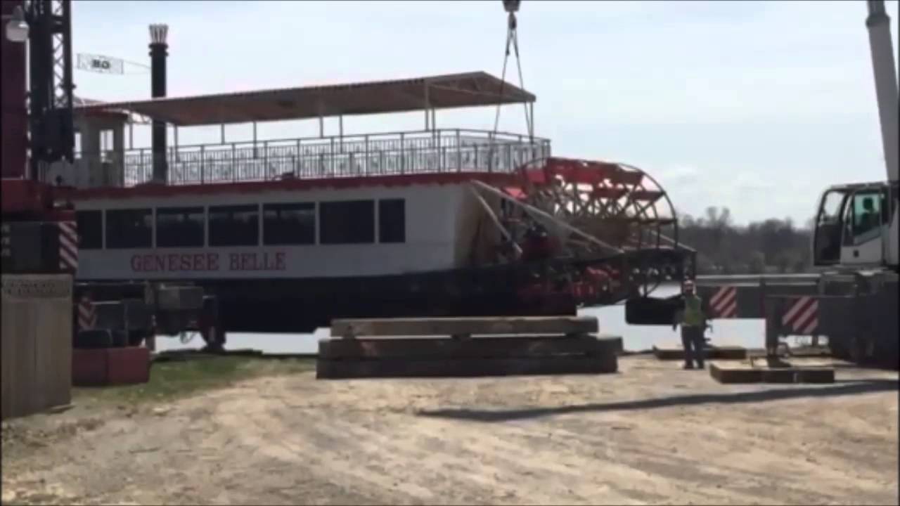 Genesee Belle paddlewheel riverboat lifted out of Mott Lake for ...