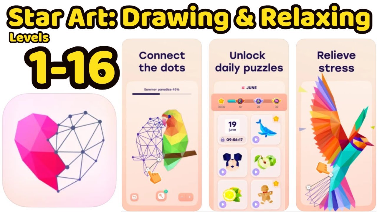Star Art: Drawing & Relaxing Game All Levels 1 - 16 Gameplay ...