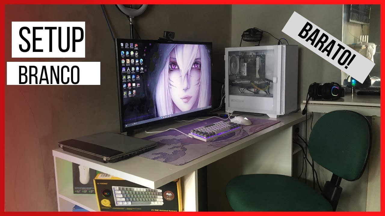 MONTEI O SETUP BRANCO MAIS BARATO DO YOUTUBE !!! MEU SETUP BRANCO HUMILDE... - YouTube