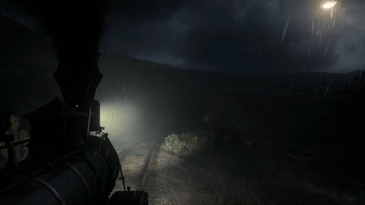 Train Ride In Heavy Rain At Night | RDR2 ASMR - YouTube