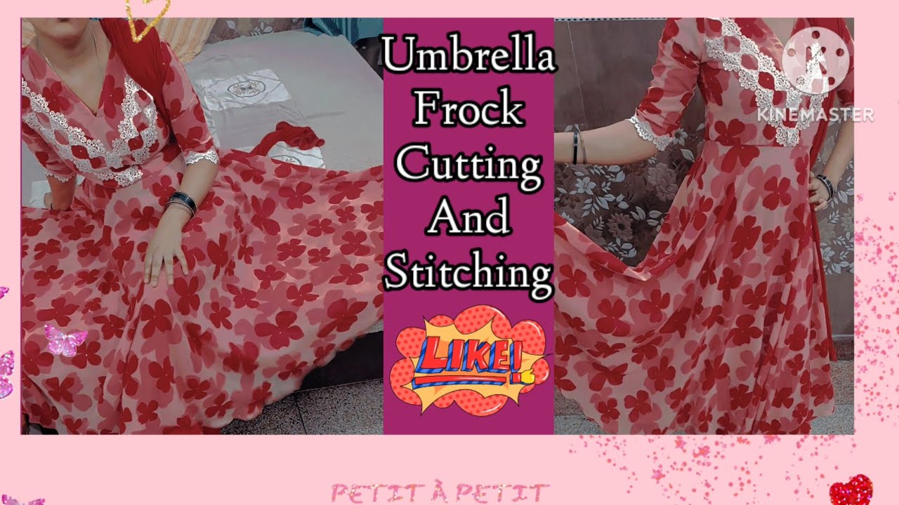 Full Ghere Umbrella Frock Cutting And Stitching/ Full Cutting Step By ...