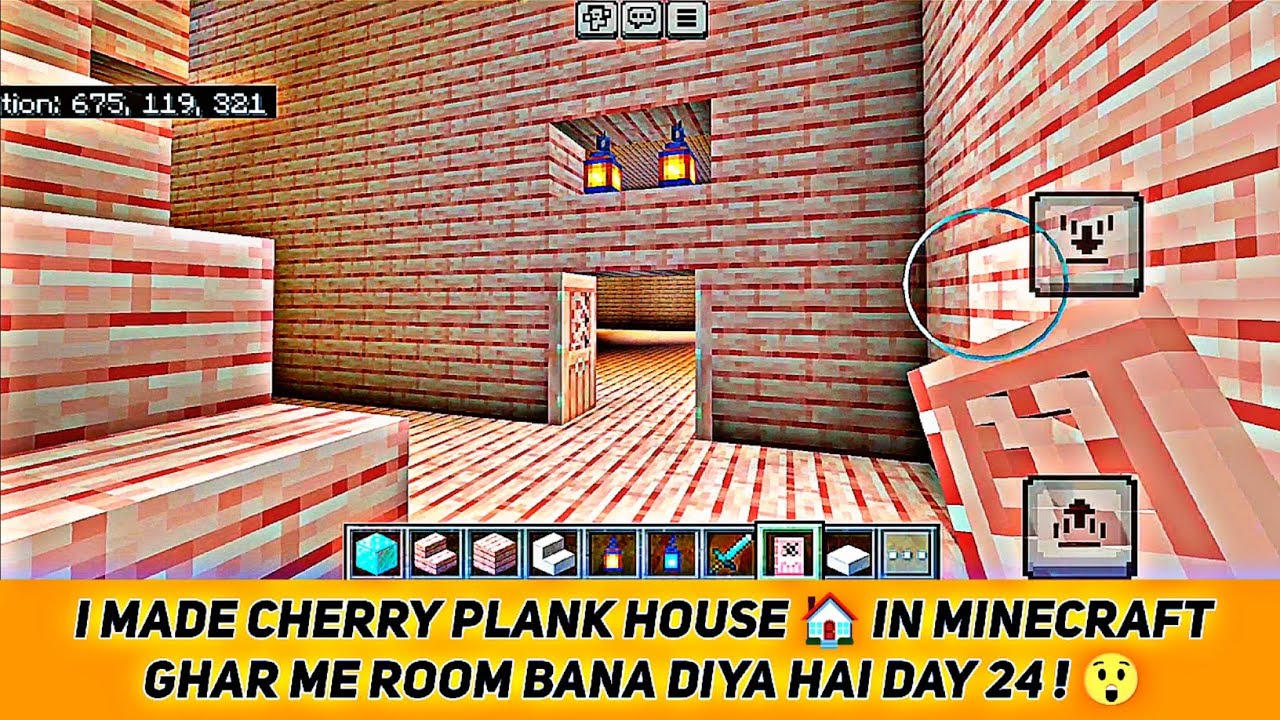 i made cherry plank house 🏠 in minecraft Ghar Me Room Bana Diya Hai day ...
