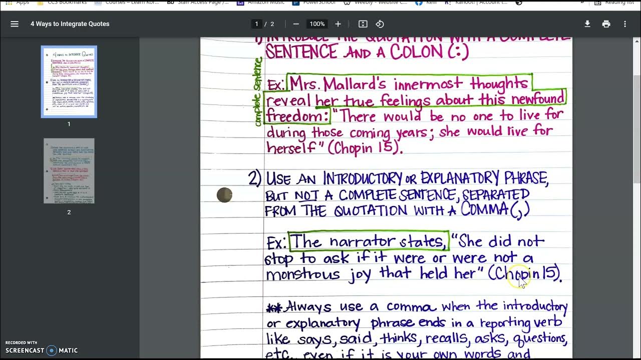 4 Ways to Integrate Quotes into Your Writing Screencast - YouTube