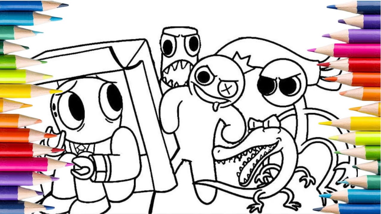 Rainbow friends | coloring pages | color ALL new monsters rainbow ...