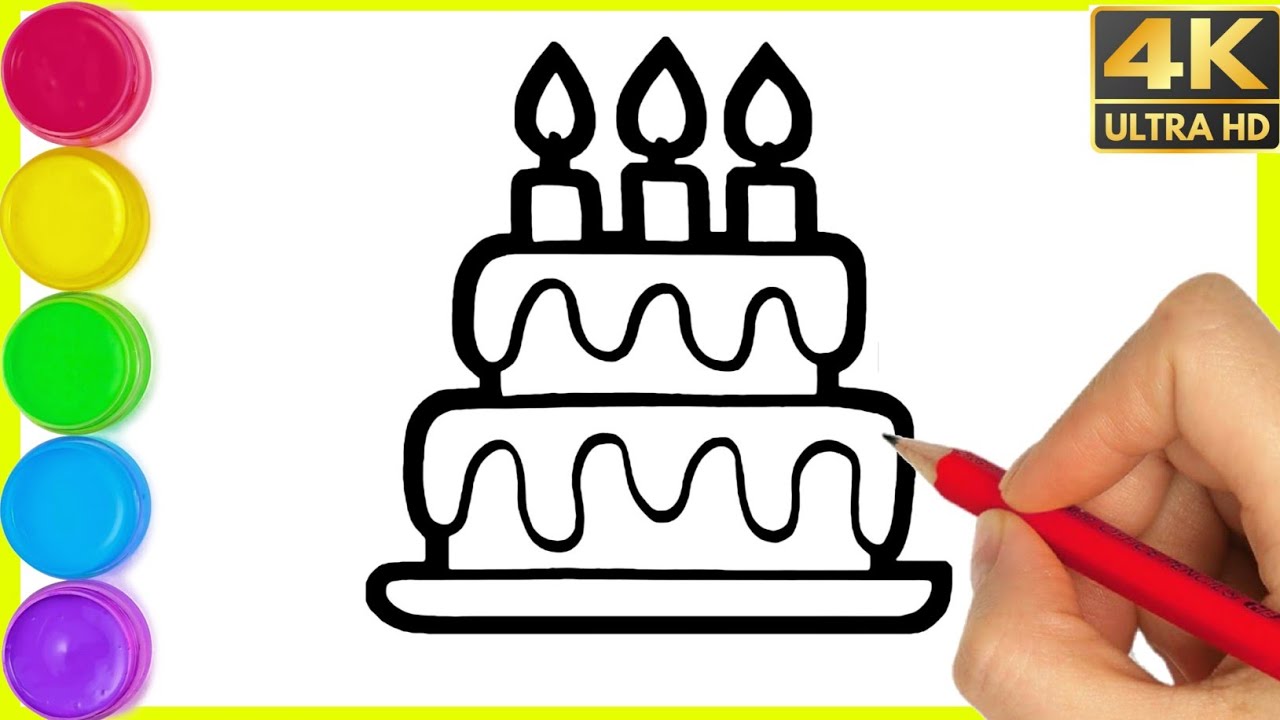 HOW TO DRAW A CUTE CAKE EASY STEP BY STEP || HOW TO DRAW A BIRTHDAY ...