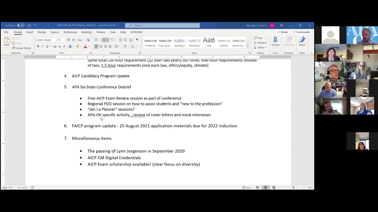 2020 APA OK Chapter Membership Meeting (Portion) - YouTube